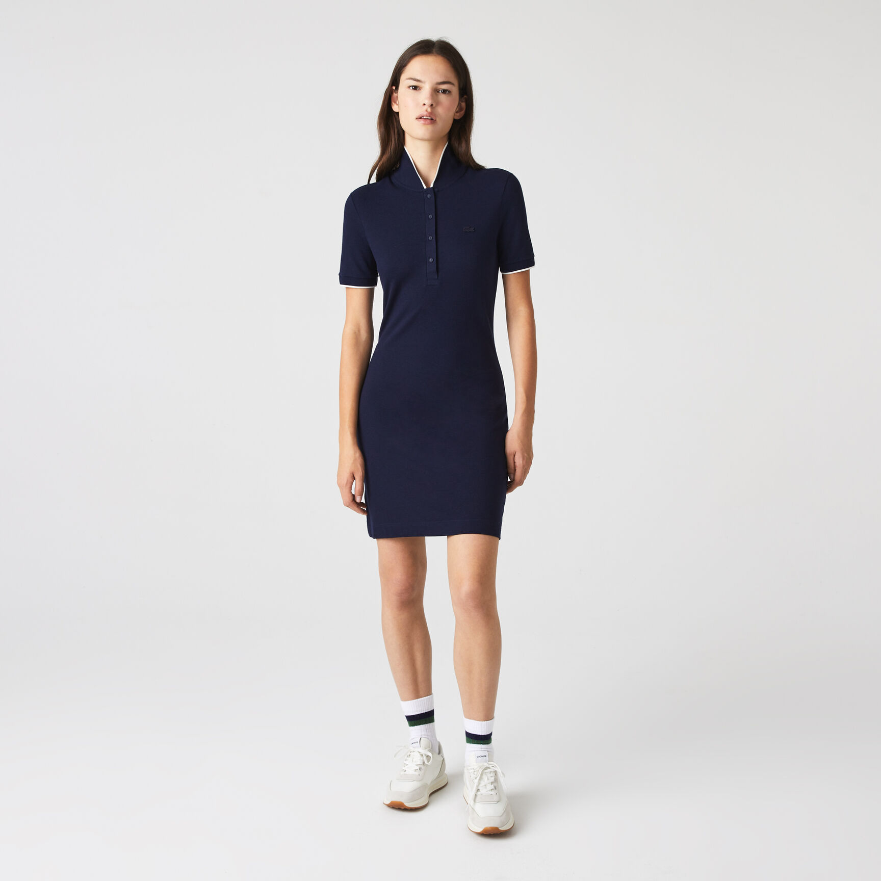 Buy Women's Lacoste Striped Neck Flowy Polo Dress | Lacoste QA